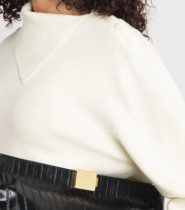 RÓHE Merino Wool Uneven-collar Polo Sweater