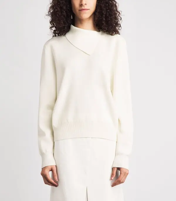 RÓHE Merino Wool Uneven-collar Polo Sweater