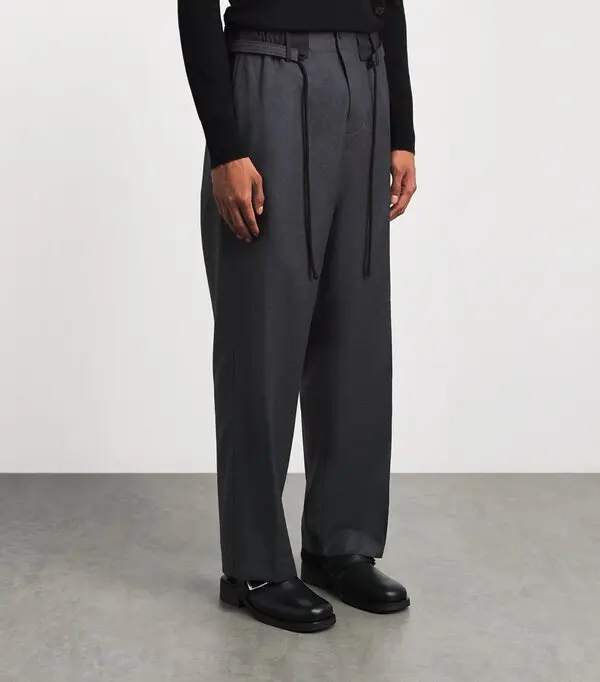 CRAIG GREEN Wool Lace Wide-leg Trousers - Grey