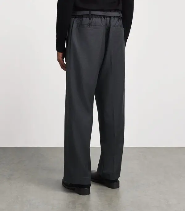 CRAIG GREEN Wool Lace Wide-leg Trousers - Grey