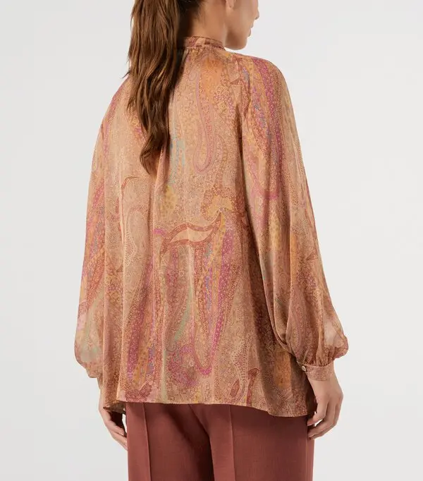 Marina Rinaldi Silk Printed Tie-detail Shirt