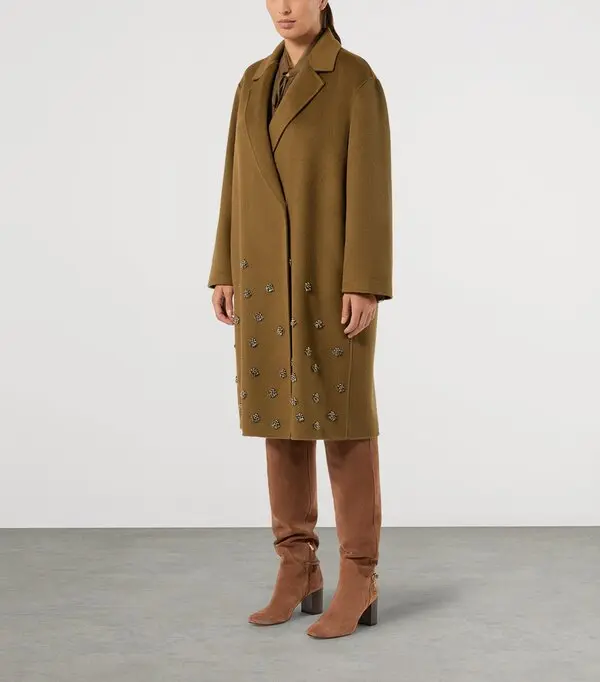 Marina Rinaldi Virgin Wool Embellished Coat