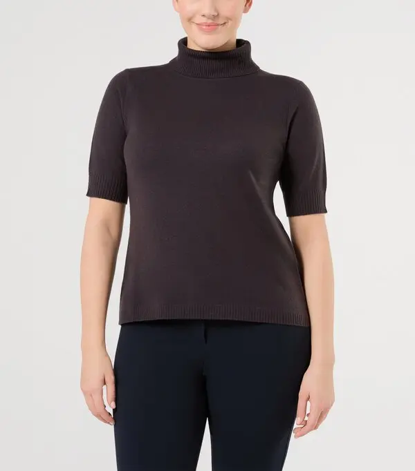Marina Rinaldi Cashmere Short-sleeve High Neck Jumper - Brown