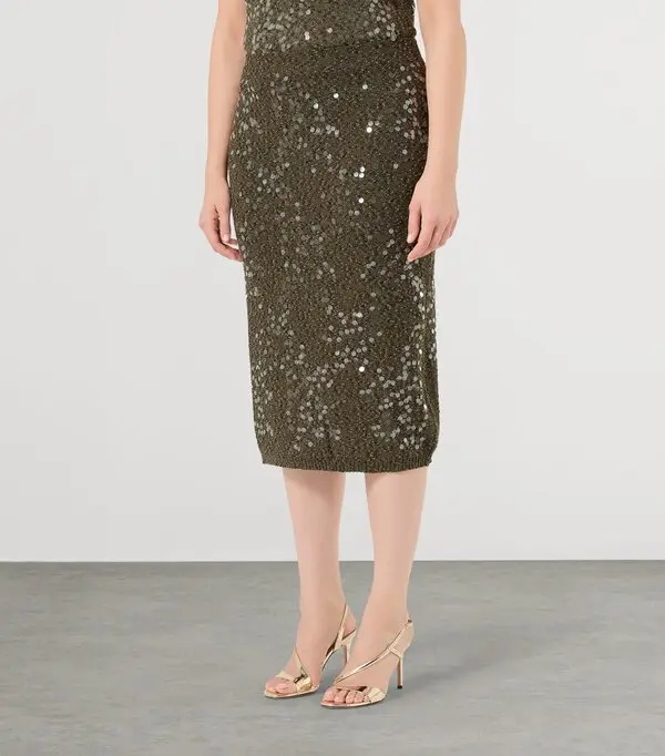 Marina Rinaldi Crystal-embellished Knitted Skirt