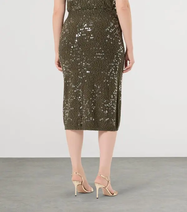 Marina Rinaldi Crystal-embellished Knitted Skirt