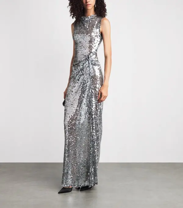 Lapointe Sequin Tuck-detail Gown