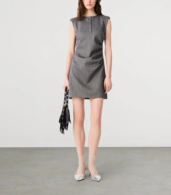 Maje Gathered Rhinestone Mini Dress