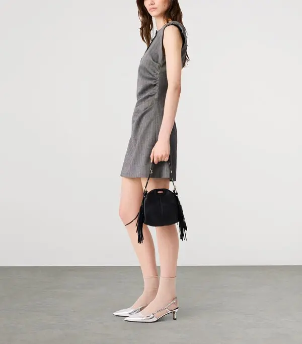 Maje Gathered Rhinestone Mini Dress