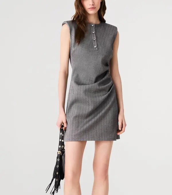 Maje Gathered Rhinestone Mini Dress