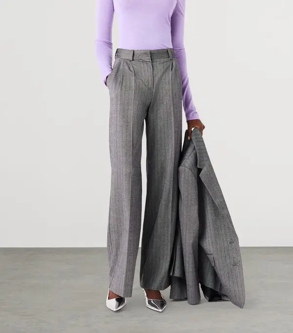 Maje Rhinestone Wide-leg Tailored Trousers
