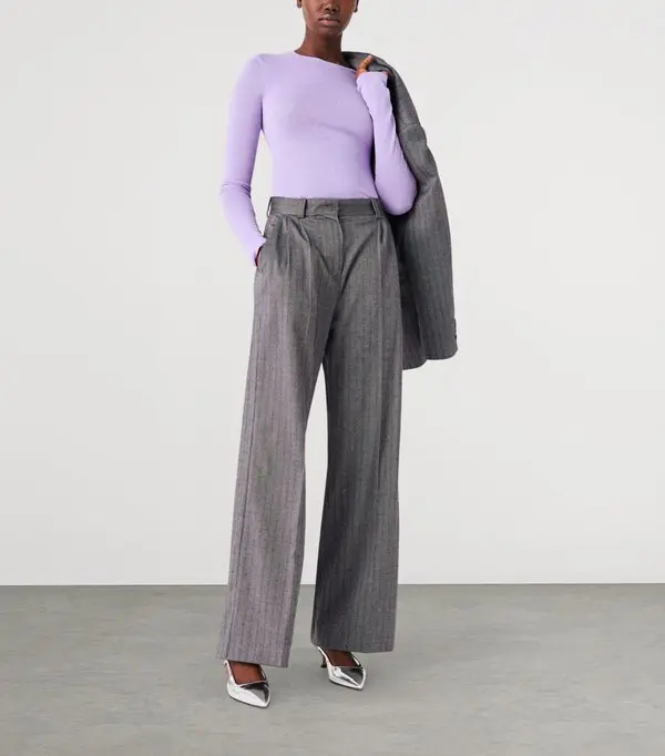 Maje Rhinestone Wide-leg Tailored Trousers