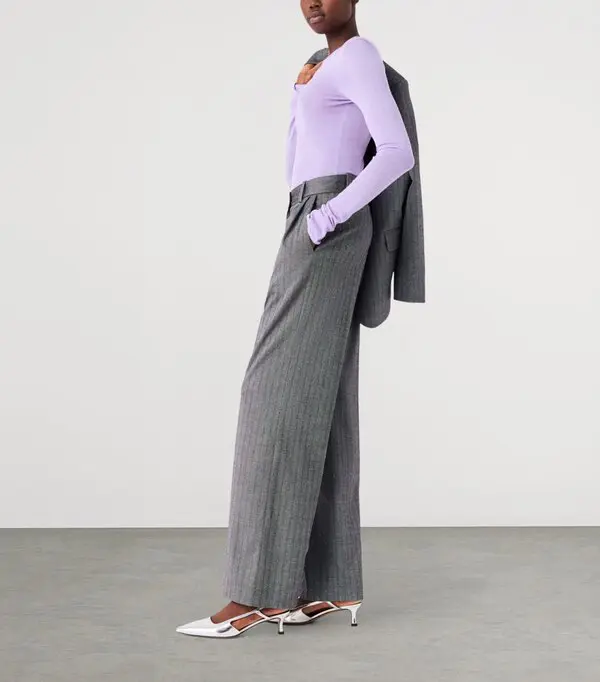 Maje Rhinestone Wide-leg Tailored Trousers