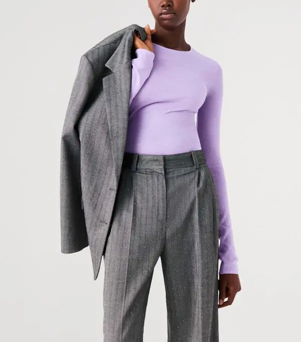 Maje Rhinestone Wide-leg Tailored Trousers