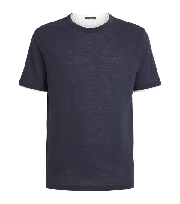 Vince Pima Cotton Slub Double-layer T-shirt - Navy