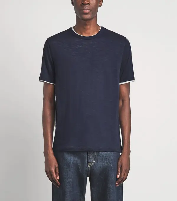 Vince Pima Cotton Slub Double-layer T-shirt - Navy