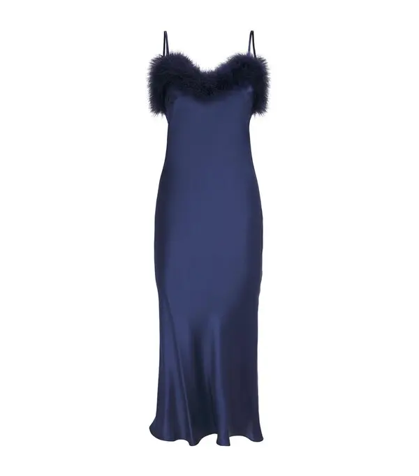 GILDA & PEARL Silk Meet Me At Midnight Slip Dress - Blue