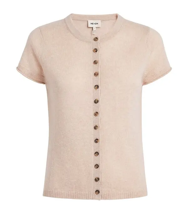 ME+EM Cashmere Short-sleeve Cardigan - Neutral
