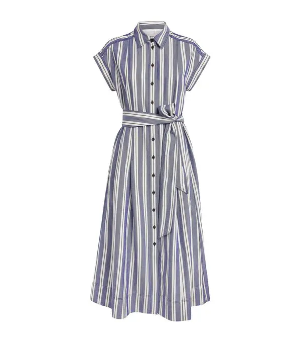 ME+EM Stripe Midi Shirt Dress - Blue