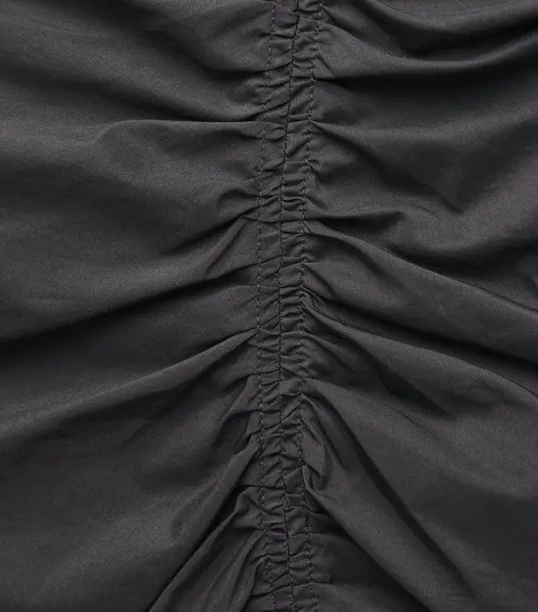Theory Cotton Ruched Asymmetric Midi Dress - Black