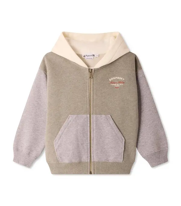 Bonpoint Cotton-blend Zip-up Hoodie - Green