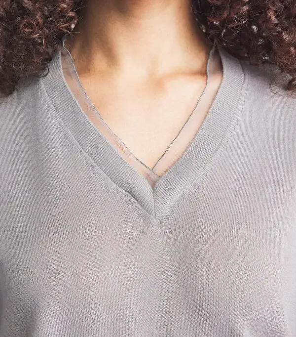 Fabiana Filippi Virgin Wool-cotton V-neck Embellished Sweater