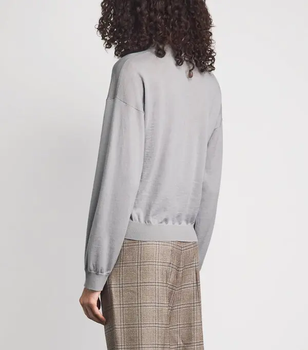 Fabiana Filippi Virgin Wool-cotton V-neck Embellished Sweater