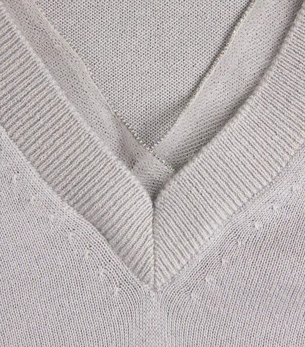 Fabiana Filippi Virgin Wool-cotton V-neck Embellished Sweater