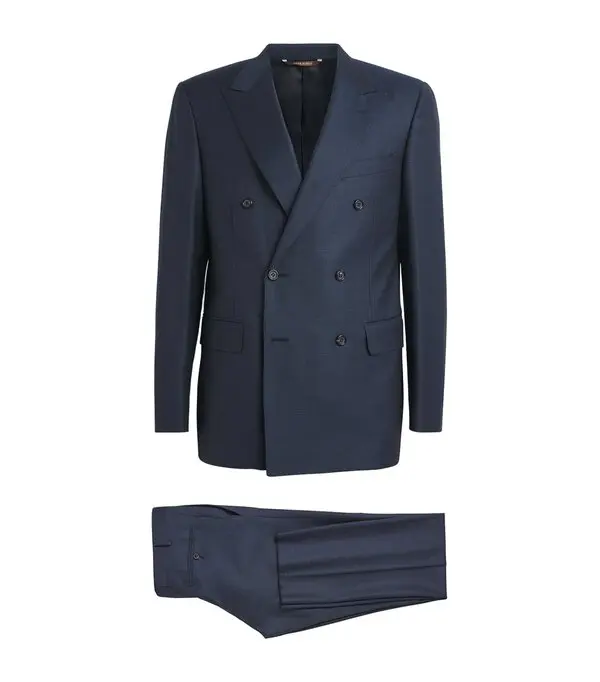 Canali Wool Double-breasted 2-piece Suit - Navy