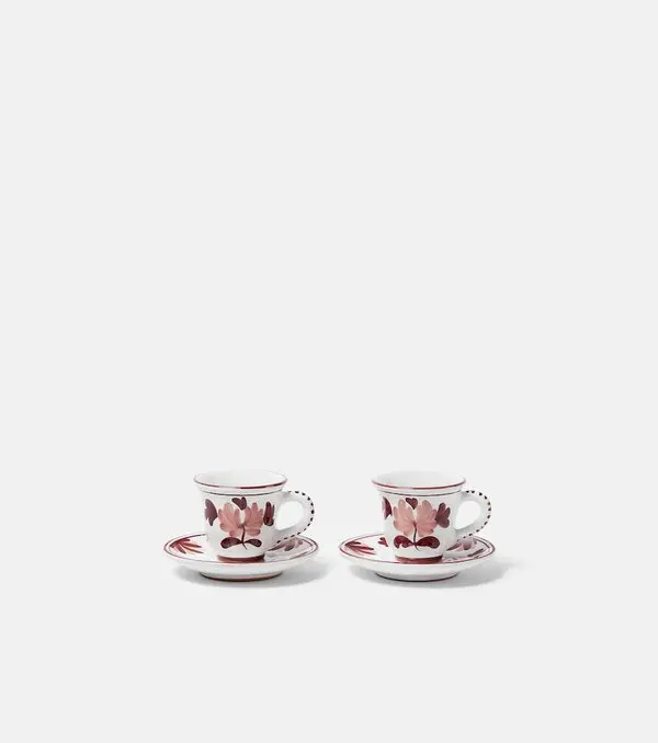 CABANA Blossom Set Of 2 Espresso Cups And Saucers - Brown