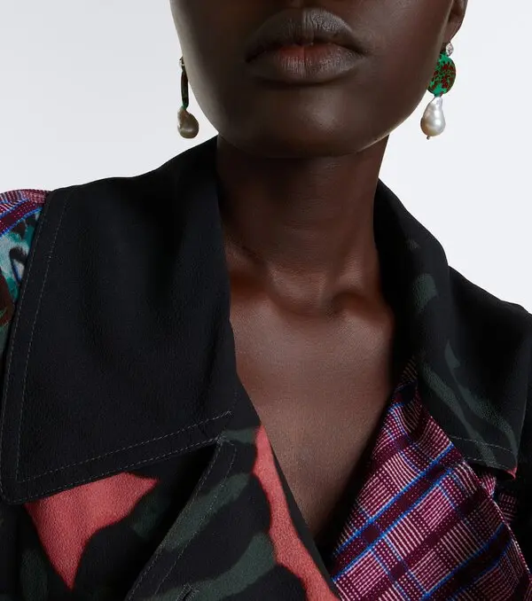 Dries Van Noten Embellished Drop Earrings - Green