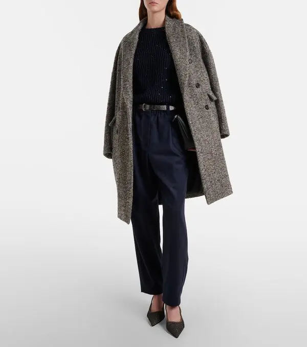 Brunello Cucinelli Monili Wool Straight Pants
