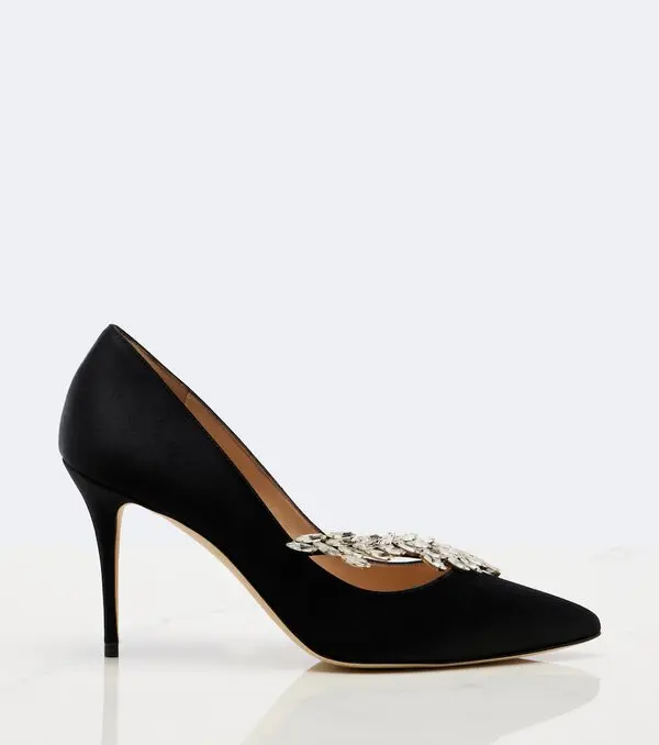 Manolo Blahnik Nadira Embellished Satin Pumps