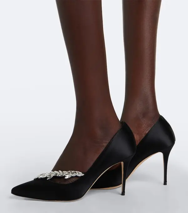 Manolo Blahnik Nadira Embellished Satin Pumps