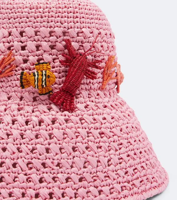 AQUAZZURA Embellished Crochet Bucket Hat