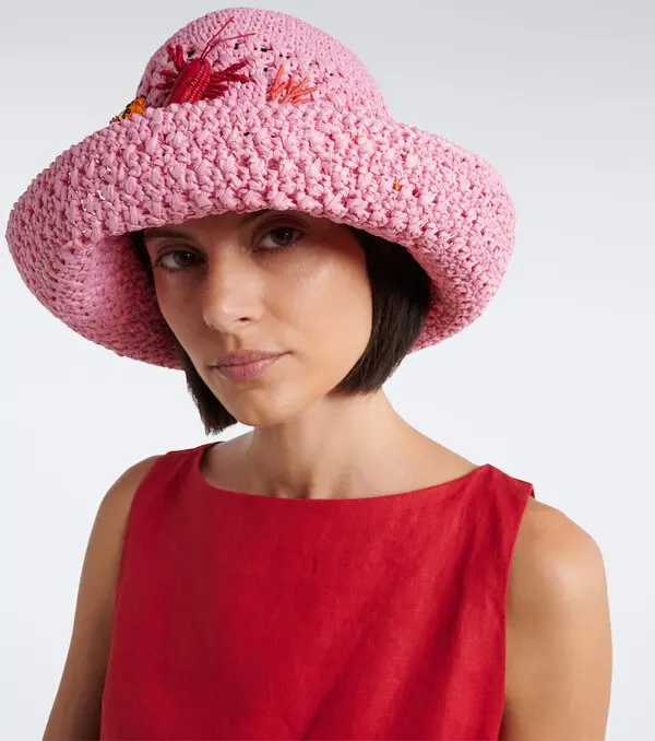 AQUAZZURA Embellished Crochet Bucket Hat