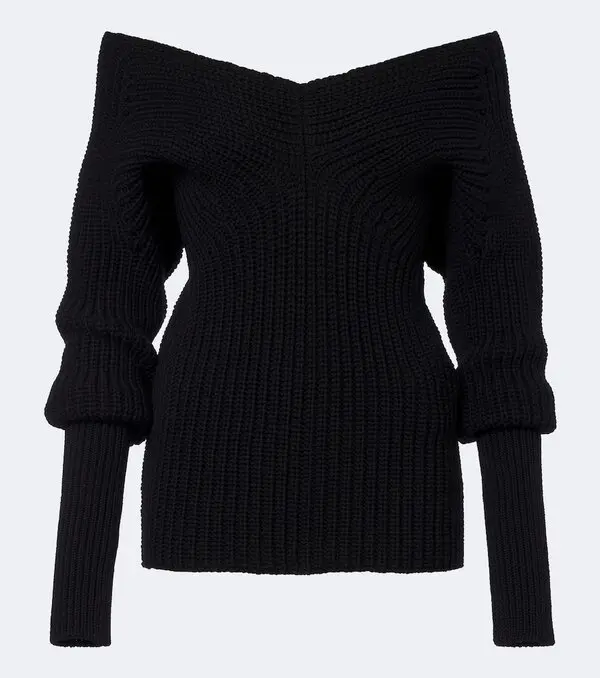 LEMAIRE Ribbed-knit Wool Sweater - Black