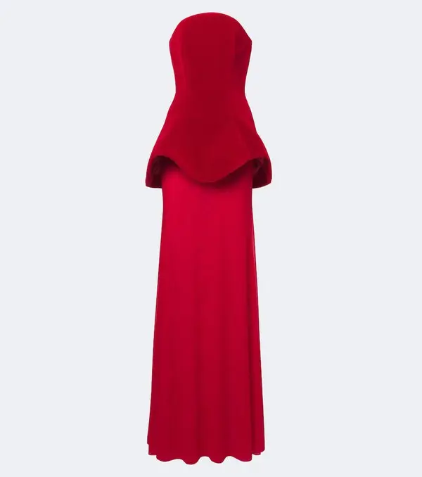 David Koma Peplum Strapless Gown - Red