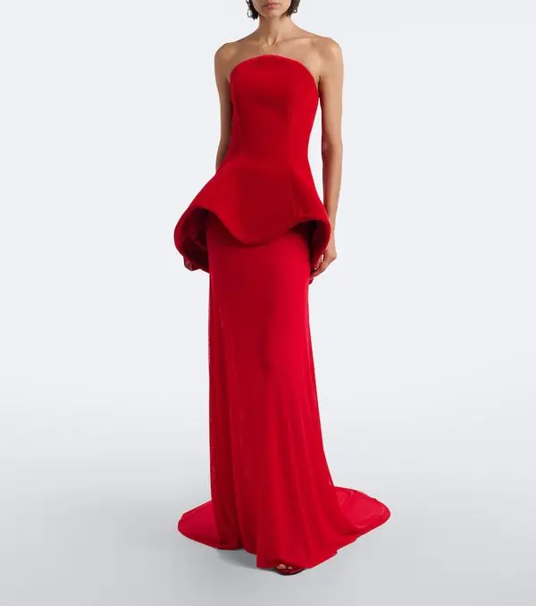 David Koma Peplum Strapless Gown