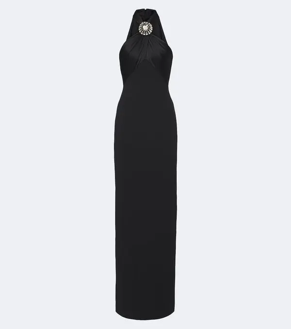 David Koma Embellished Halterneck Gown - Black
