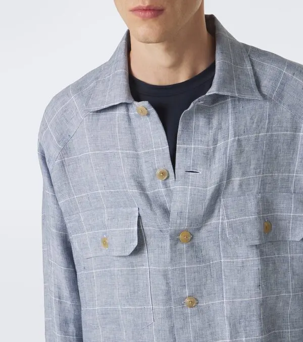 Ralph Lauren Purple Label Checked Linen Jacket