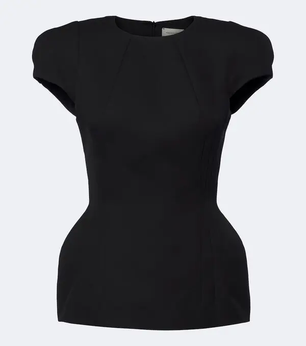 Magda Butrym Padded Silk And Cashmere Top - Black