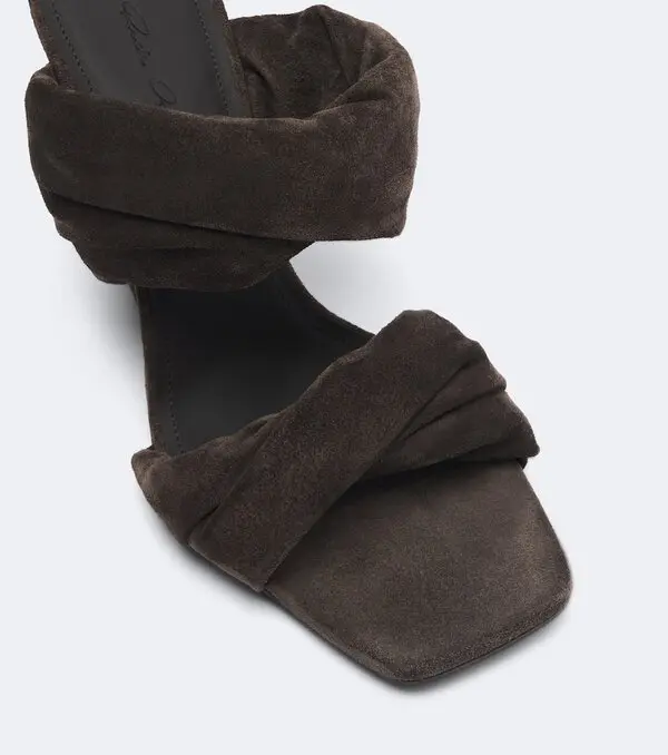 Rick Owens Twisted Cantilever Suede Wedge Mules