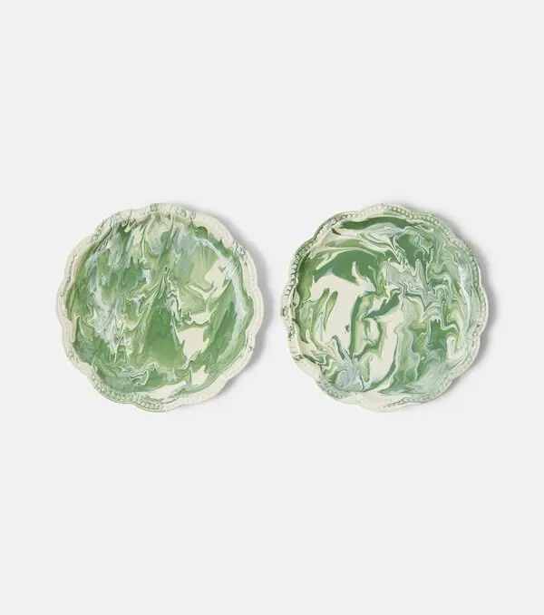 CABANA Marbled Set Of 2 Ceramic Dinner Plates