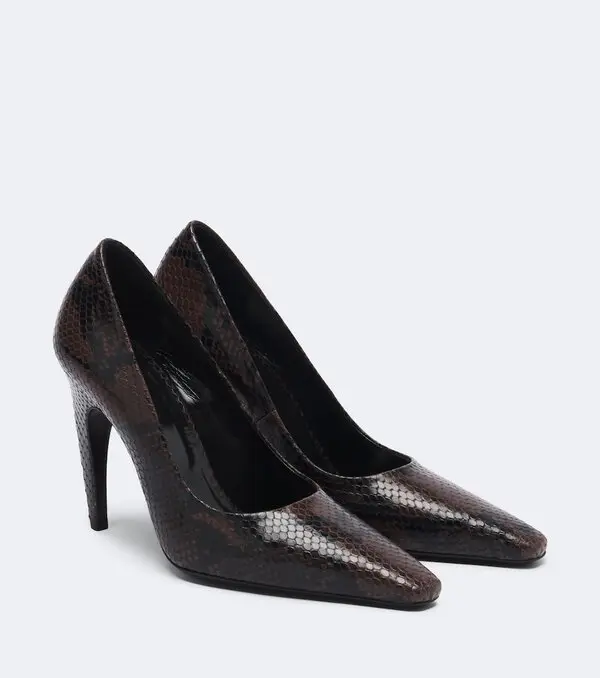 JUDE Fame Snake-effect Leather Pumps - Brown