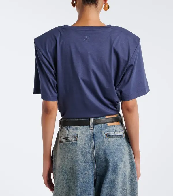 Magda Butrym Cropped Cotton-blend T-shirt With Detachable Shoulder Pads