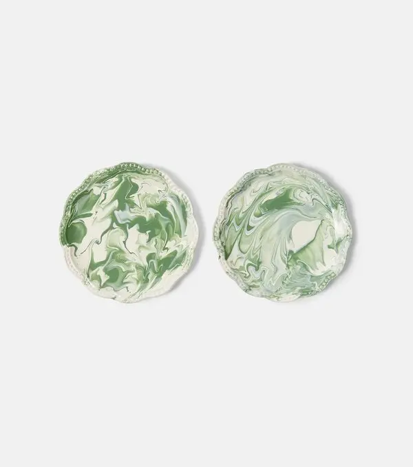 CABANA Marbled Set Of 2 Ceramic Dessert Plates
