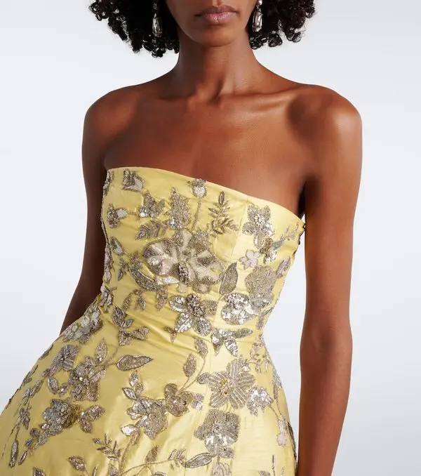 LA FUORI Aurelia Sequined Silk Bustier Dress