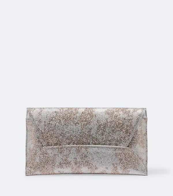 AQUAZZURA Envelope Sequined Metallic Leather Clutch - Silver