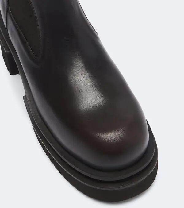 Rick Owens Beatle Leather Platform Chelsea Boots