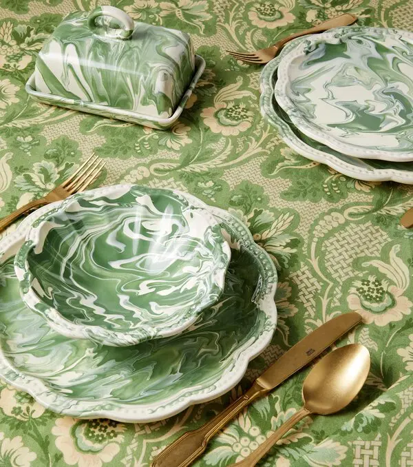 CABANA Marbled Set Of 2 Ceramic Bowls